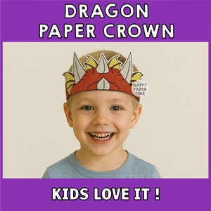 Dragon Paper Crown Template Fantasy Party Headband Coloring Printable ...