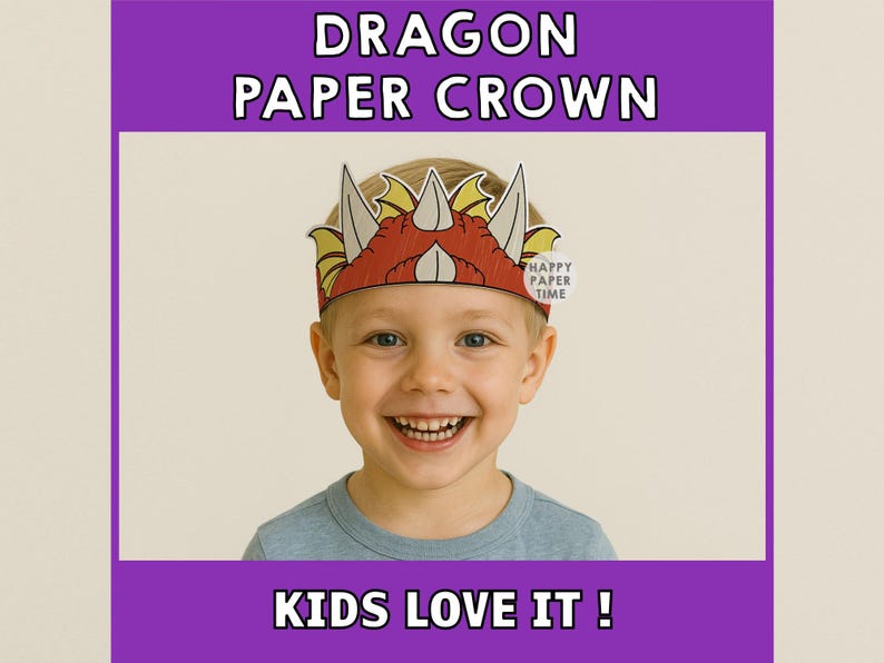 Dragon Paper Crown Template Fantasy Party Headband Coloring Printable ...