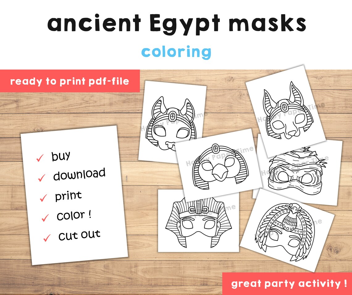 Ancient Egypt Masks Template Pharaoh Cleopatra Mummy Horus - Etsy