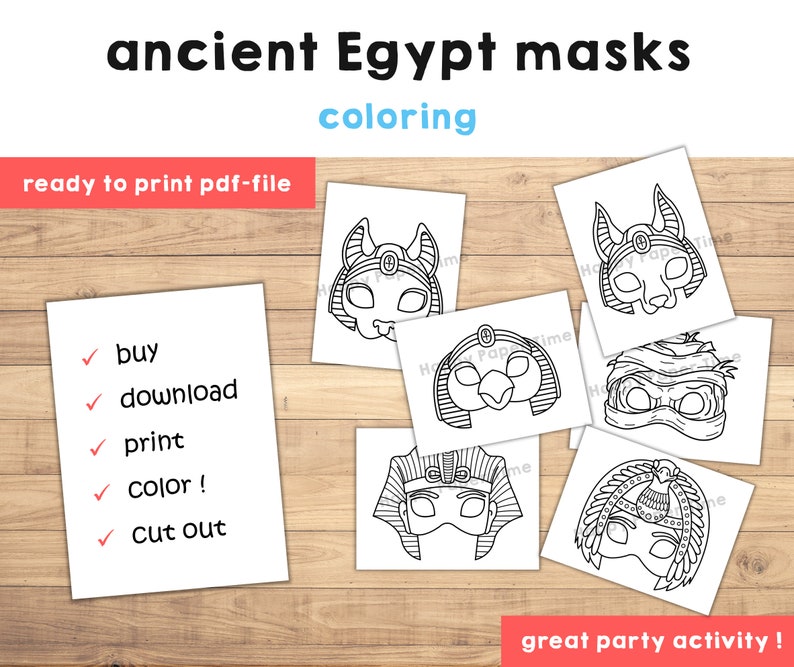 Ancient Egypt Masks Template Pharaoh Cleopatra Mummy Horus - Etsy