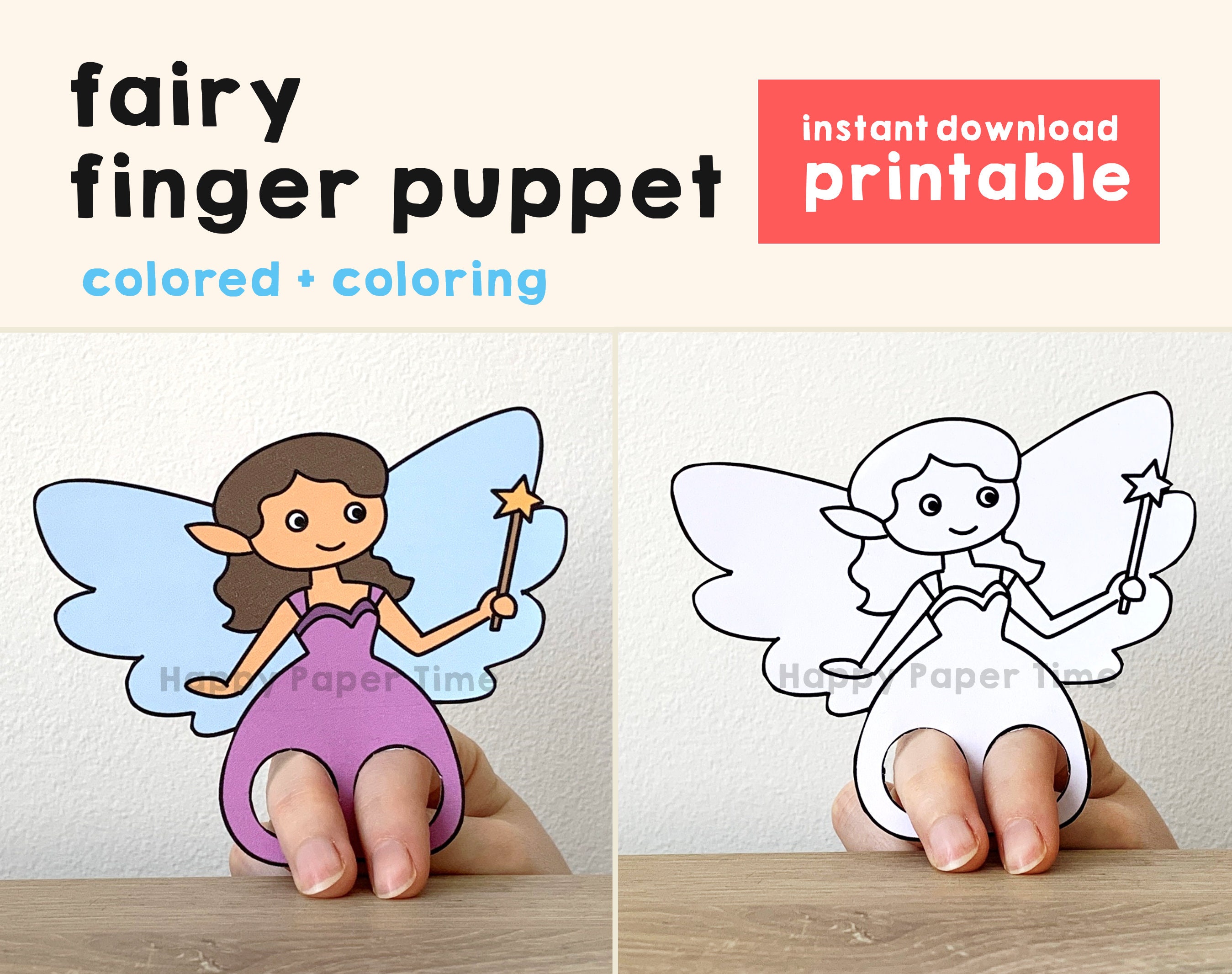 Fairy Paper Craft Printable Finger Puppet Template Kids Craft - Etsy UK