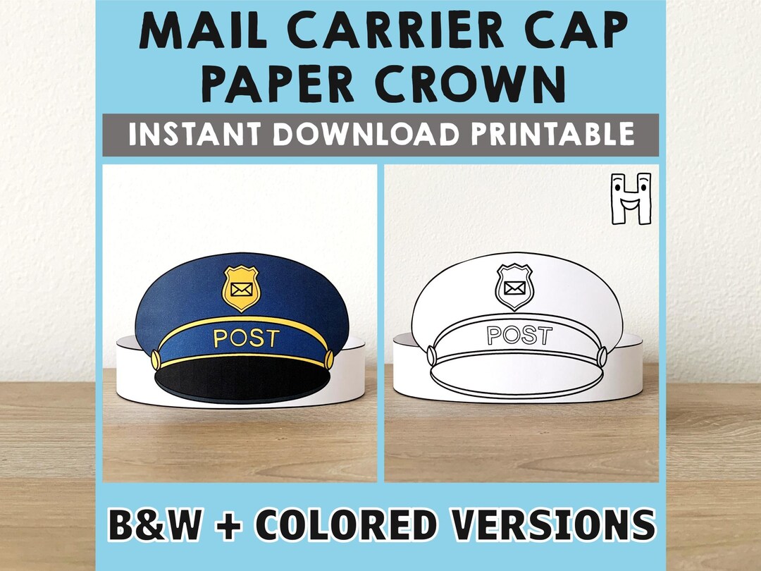 Postman Cap Hat Paper Crown Party Coloring Printable Kids Craft ...