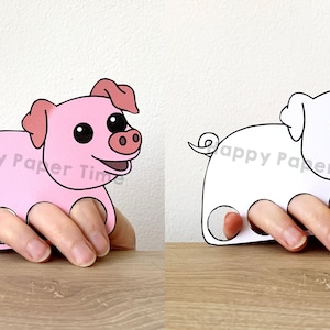 Pig Paper Craft Printable Farm Animal Finger Puppet Kids Craft Farm ...