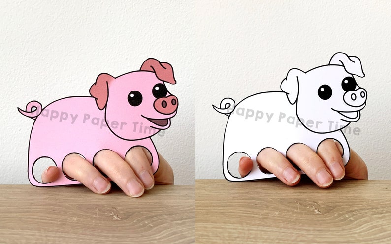 Pig Paper Craft Printable Farm Animal Finger Puppet Kids Craft - Etsy