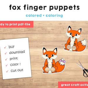 Fox Paper Craft Printable Finger Puppet Kids Craft Animal Birthday ...