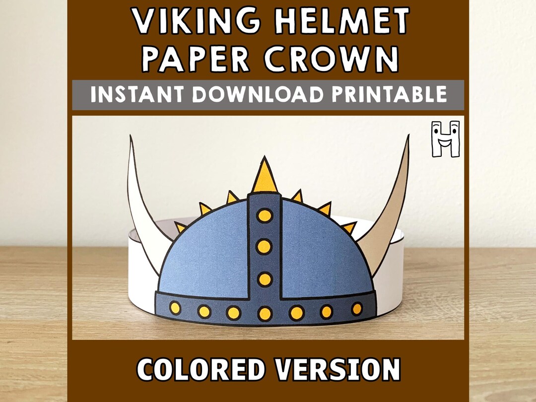 Viking Paper Crown Activity Printable Kids Craft Helmet Medieval ...