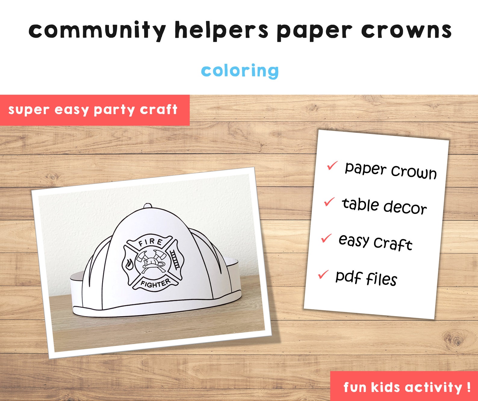 Community Helpers Paper Crowns Police Builder Farmer Nurse - Etsy Singapore