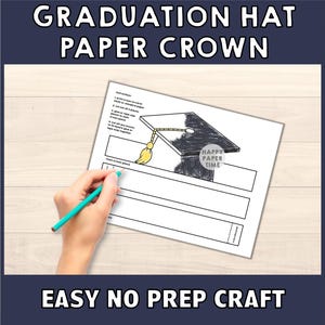 Graduation Cap Paper Crown Party Coloring Printable Kids Craft ...