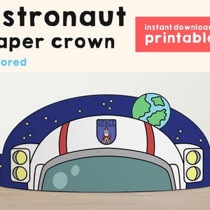 Astronaut Helmet Paper Crown Space Astronomy Party Printable - Etsy