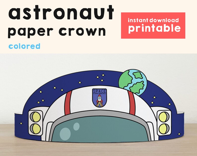 Astronaut Helmet Paper Crown Space Astronomy Party Printable - Etsy