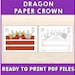 Dragon Paper Crown Template Fantasy Party Headband Coloring Printable ...