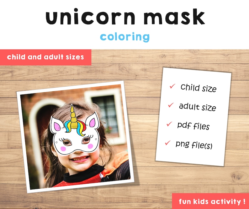 Unicorn Mask Unicorn Printable Mask Unicorn Party Favor Unicorn Costume ...