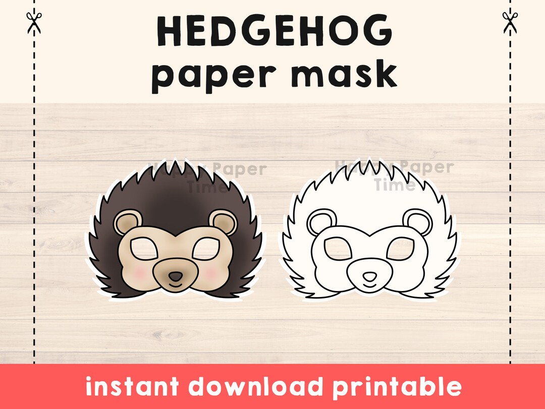 Hedgehog Mask Hedgehog Costume Animal Mask Printable Party Favor ...