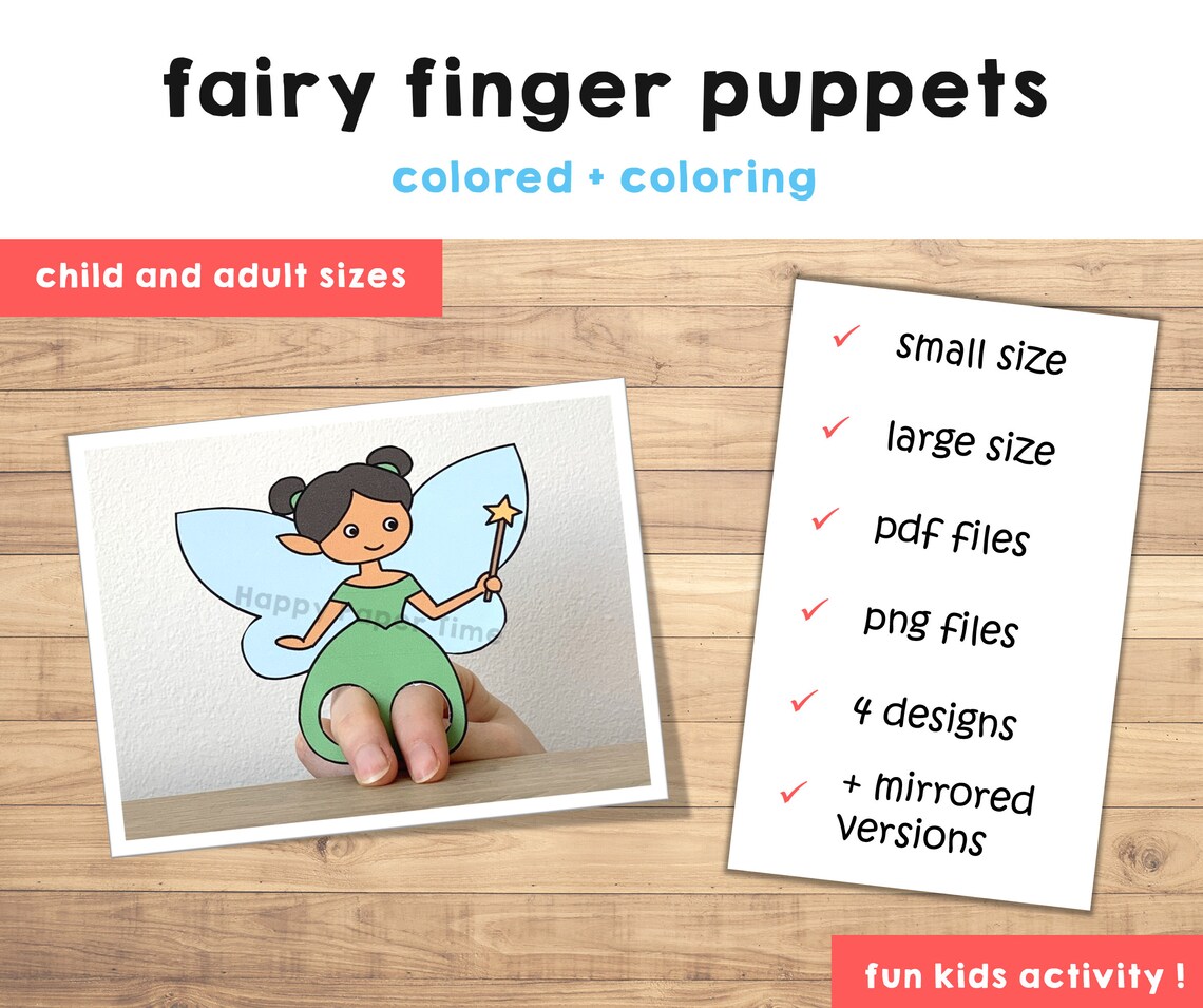 Fairy Puppet Paper Craft Printable Finger Puppet Kids Craft Fairy ...