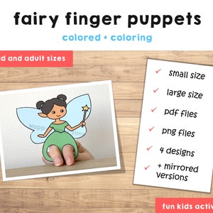 Fairy Puppet Paper Craft Printable Finger Puppet Kids Craft Fairy ...