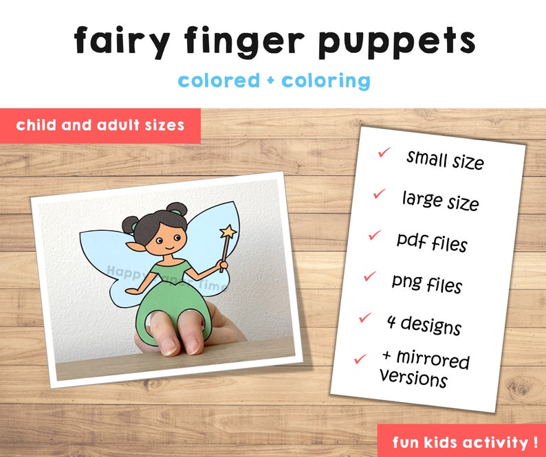 Fairy Puppet Paper Craft Printable Finger Puppet Kids Craft Fairy ...