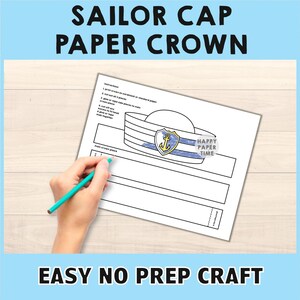 Sailor Hat Cap Paper Crown Party Coloring Printable Kids Craft Sea ...