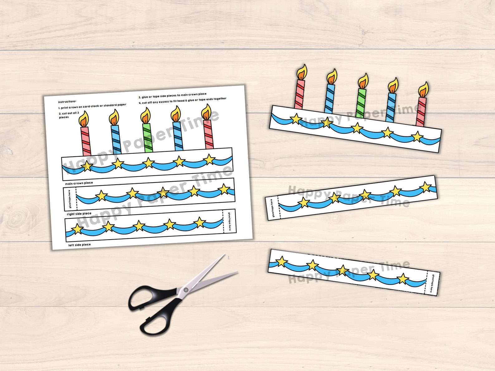 Birthday Paper Crown Party Activity Printable Kids Easy Craft - Etsy