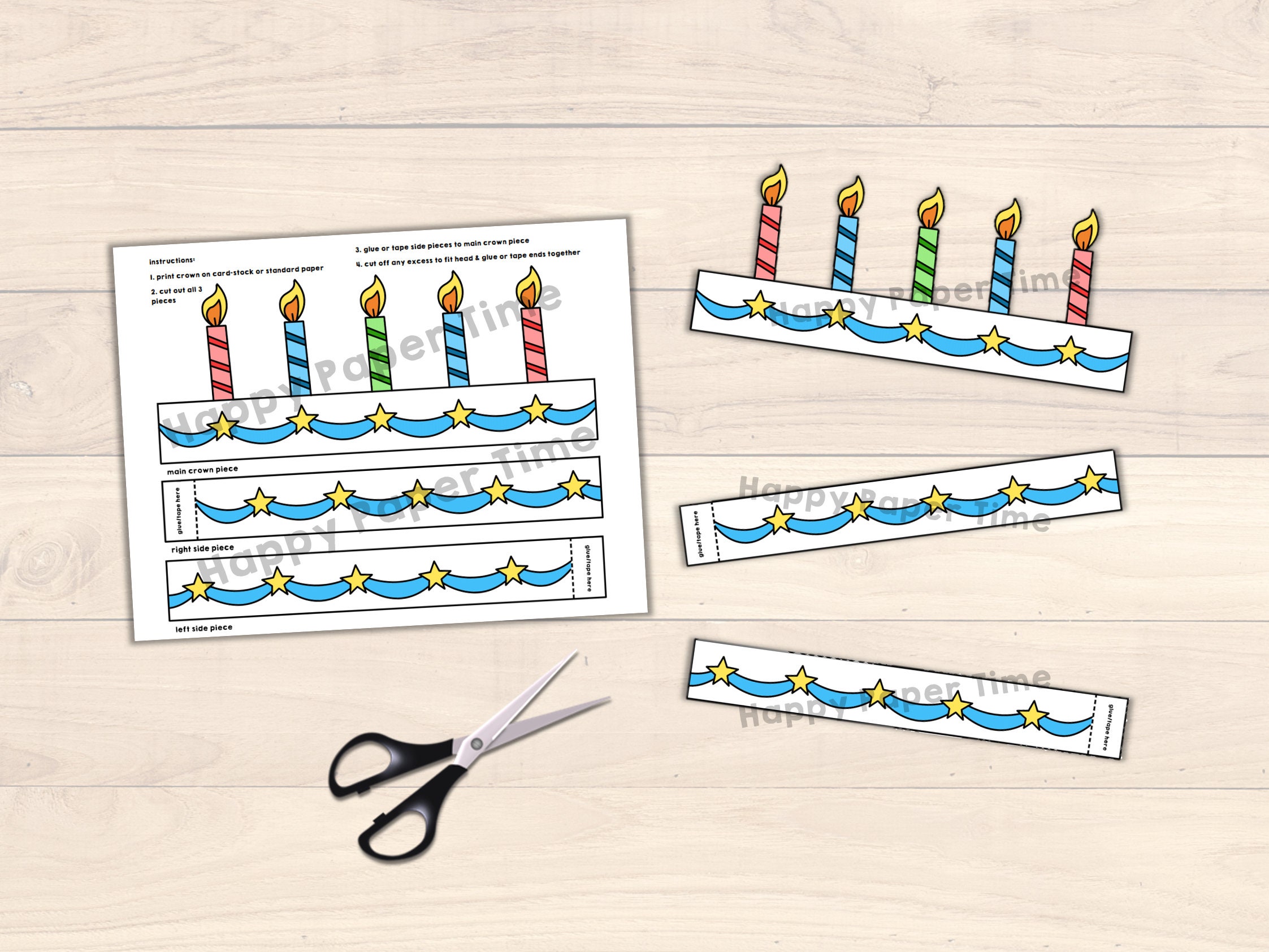 Birthday Paper Crown Party Activity Printable Kids Easy Craft - Etsy