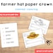 Farmer Straw Hat Gardener Paper Crown Party Coloring Printable - Etsy