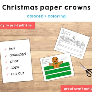 Christmas Paper Crowns Activity Printable Kids Craft Hats Winter ...