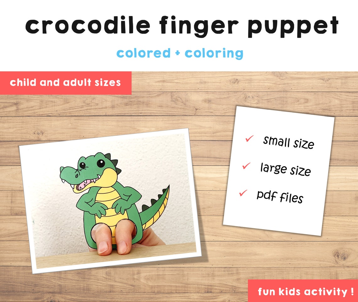 Crocodile Paper Craft Printable Australian Animal Finger - Etsy India