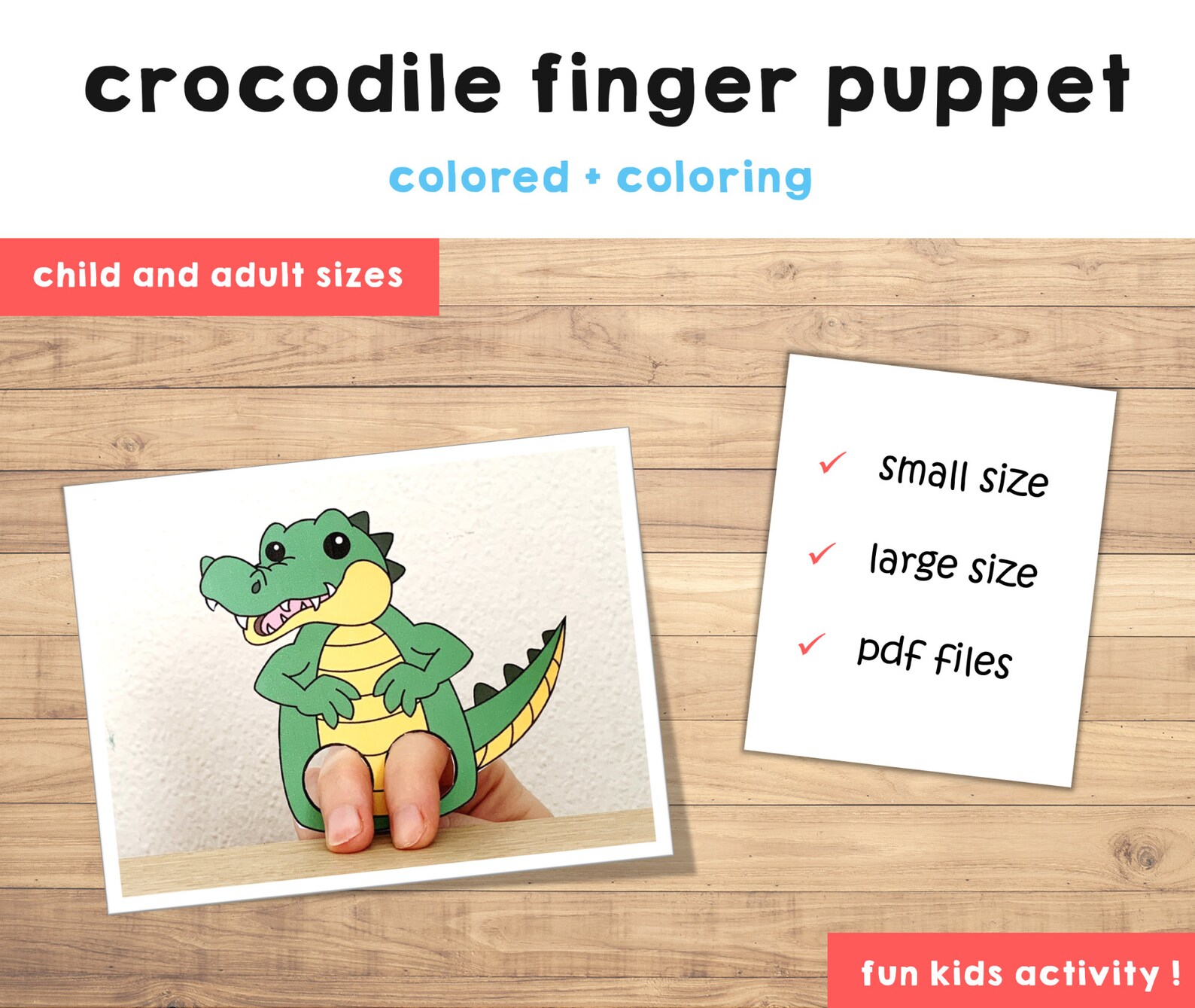 Crocodile Paper Craft Printable Australian Animal Finger Puppet Kids ...