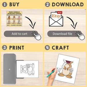 Farm Animals Paper Bag Puppets Printable Craft Activity Cut Paste ...