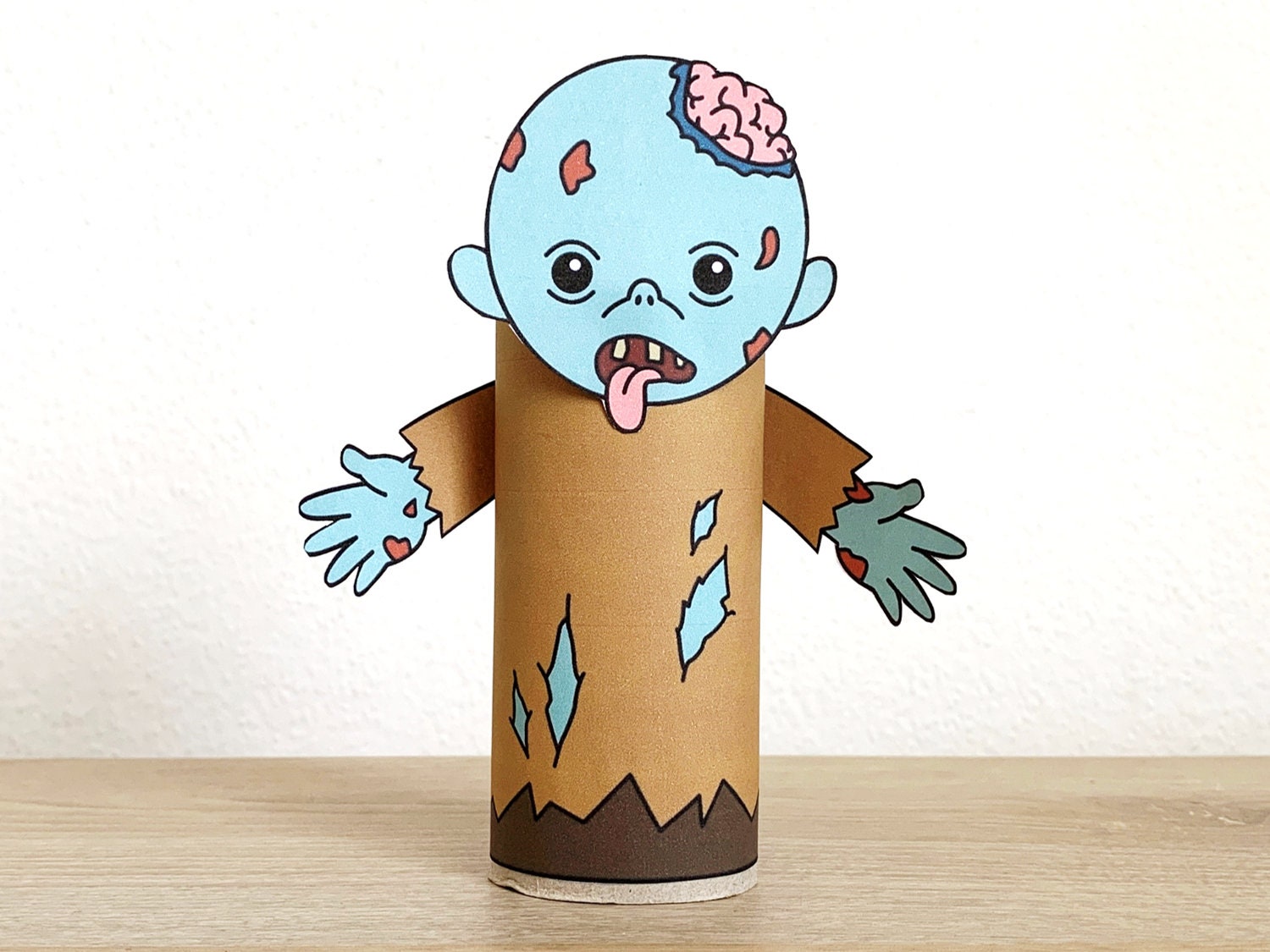 Zombie Toilet Paper Roll Craft Halloween Spooky Party Coloring - Etsy