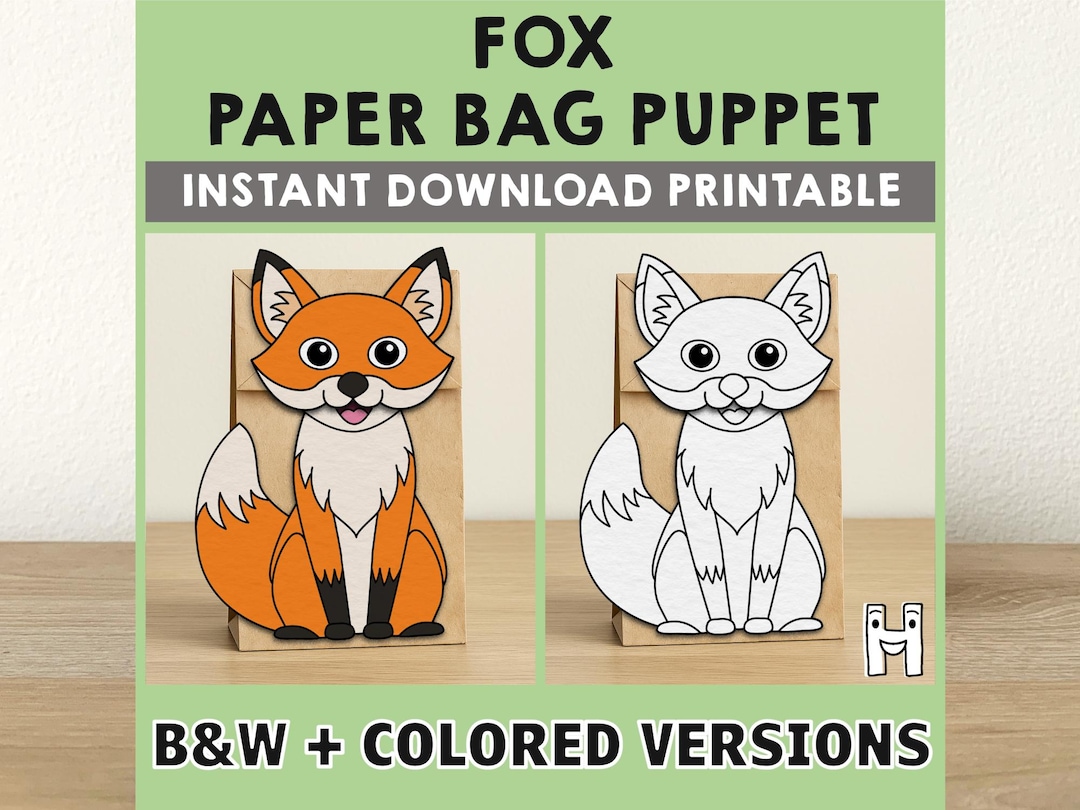 Fox Paper Bag Puppet Printable Forest Animal Craft Activity Cut Paste ...