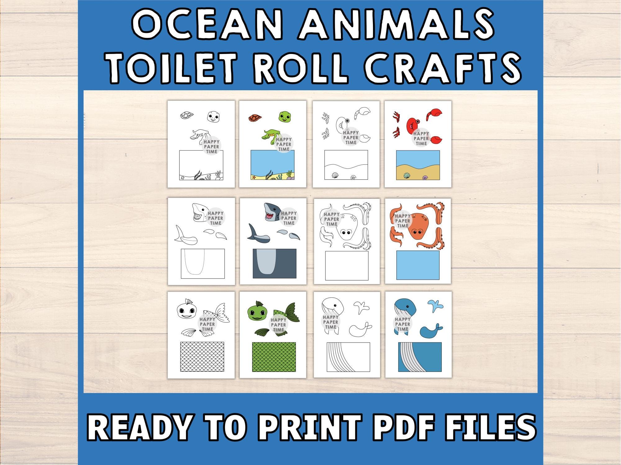 Ocean Animals Toilet Paper Roll Craft Wild Party Coloring Printable ...