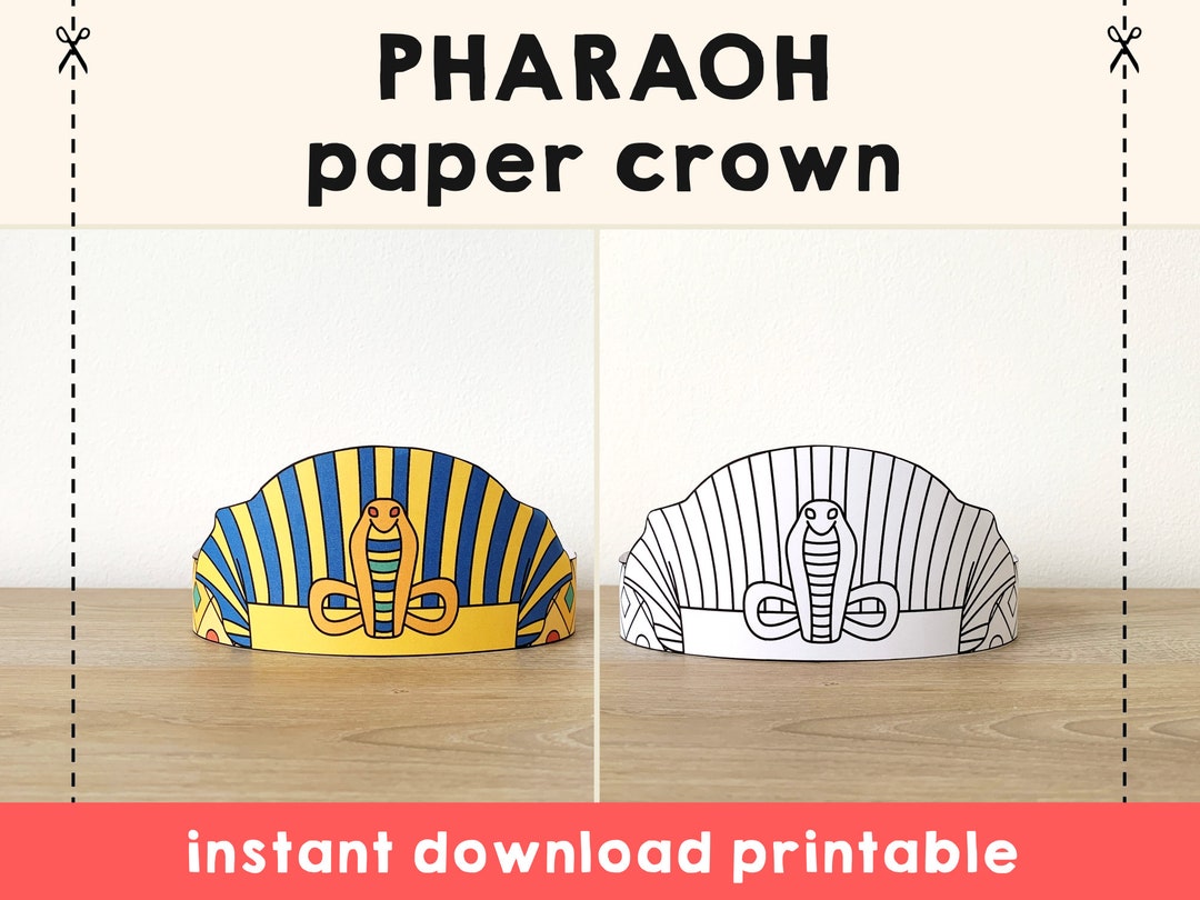 Pharaoh Paper Crown Ancient Egypt Template Party Coloring Printable ...