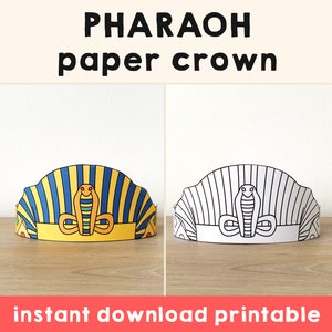 Pharaoh Paper Crown Ancient Egypt Template Party Coloring Printable ...
