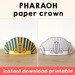 Pharaoh Paper Crown Ancient Egypt Template Party Coloring Printable ...