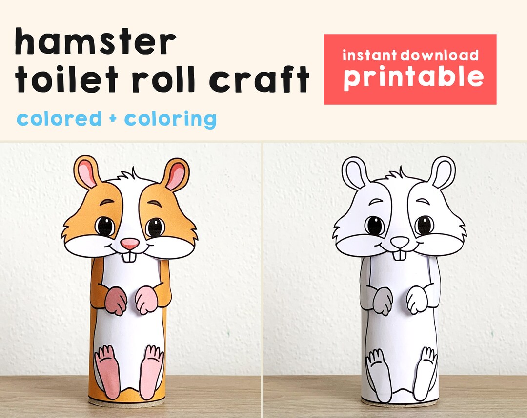 Hamster Toilet Paper Roll Craft Rodent Pets Animal Party Coloring ...