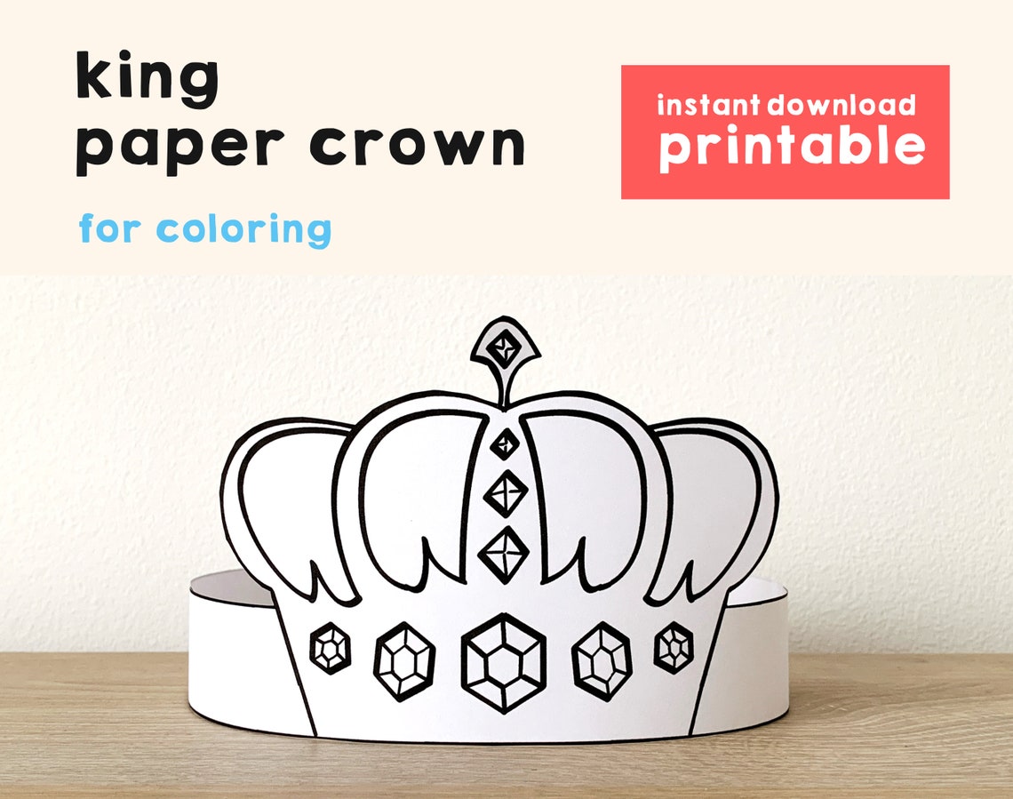 Prince Paper Crown Coloring Printable Kids Craft Prince | Etsy