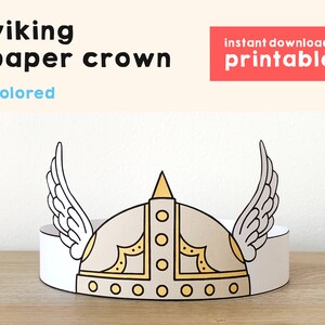 Viking Paper Crown Activity Printable Kids Craft Helmet | Etsy