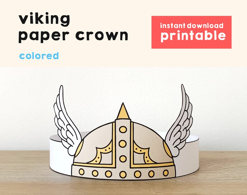 Viking Paper Crown Activity Printable Kids Craft Helmet | Etsy