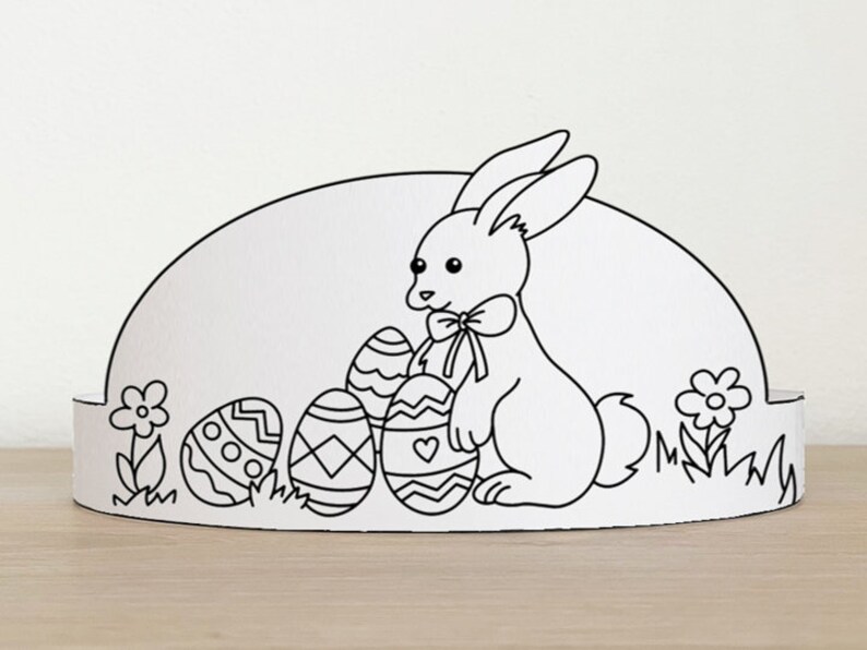 Easter Bunny Hat Paper Crown Coloring Headband Easter Cut Out - Etsy