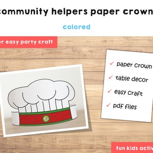 Community Helpers Paper Crowns Astronaut Pilot Chef Sailor Soldier ...