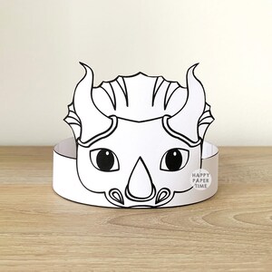 Triceratops Paper Crown Party Coloring Printable Kids Craft Dinosaur ...