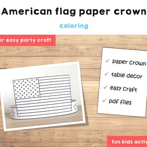 American Flag Paper Crown 4th of July Patriotic Headband Activity ...