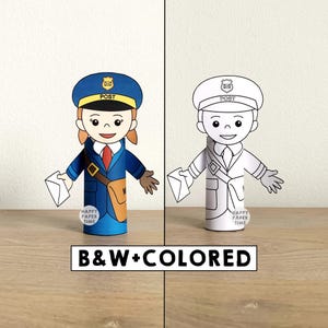 Postman Toilet Paper Roll Craft Mail Carrier Party Coloring Printable ...
