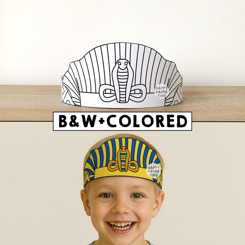 Pharaoh Paper Crown Ancient Egypt Template Party Coloring Printable ...