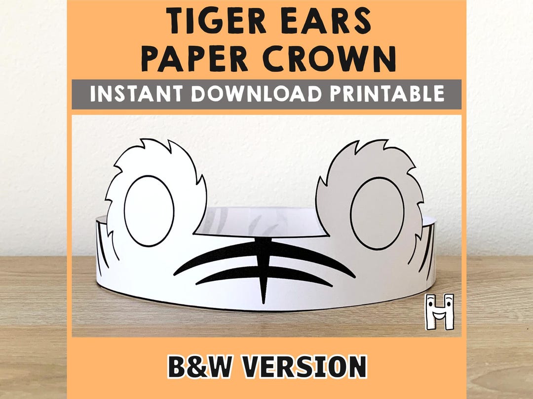 Tiger Ears Paper Crown Headband Party Coloring Printable Kids Craft ...
