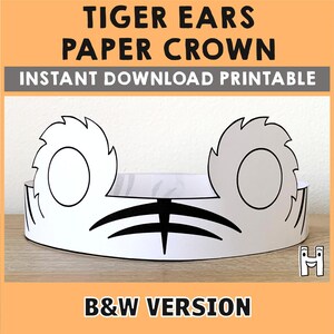 Tiger Ears Paper Crown Headband Party Coloring Printable Kids Craft ...