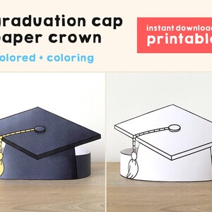 Graduation Cap Paper Crown Party Coloring Printable Kids Craft ...