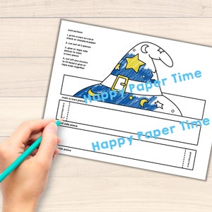 Wizard Hat Paper Crown Template Fantasy Party Headband Coloring ...