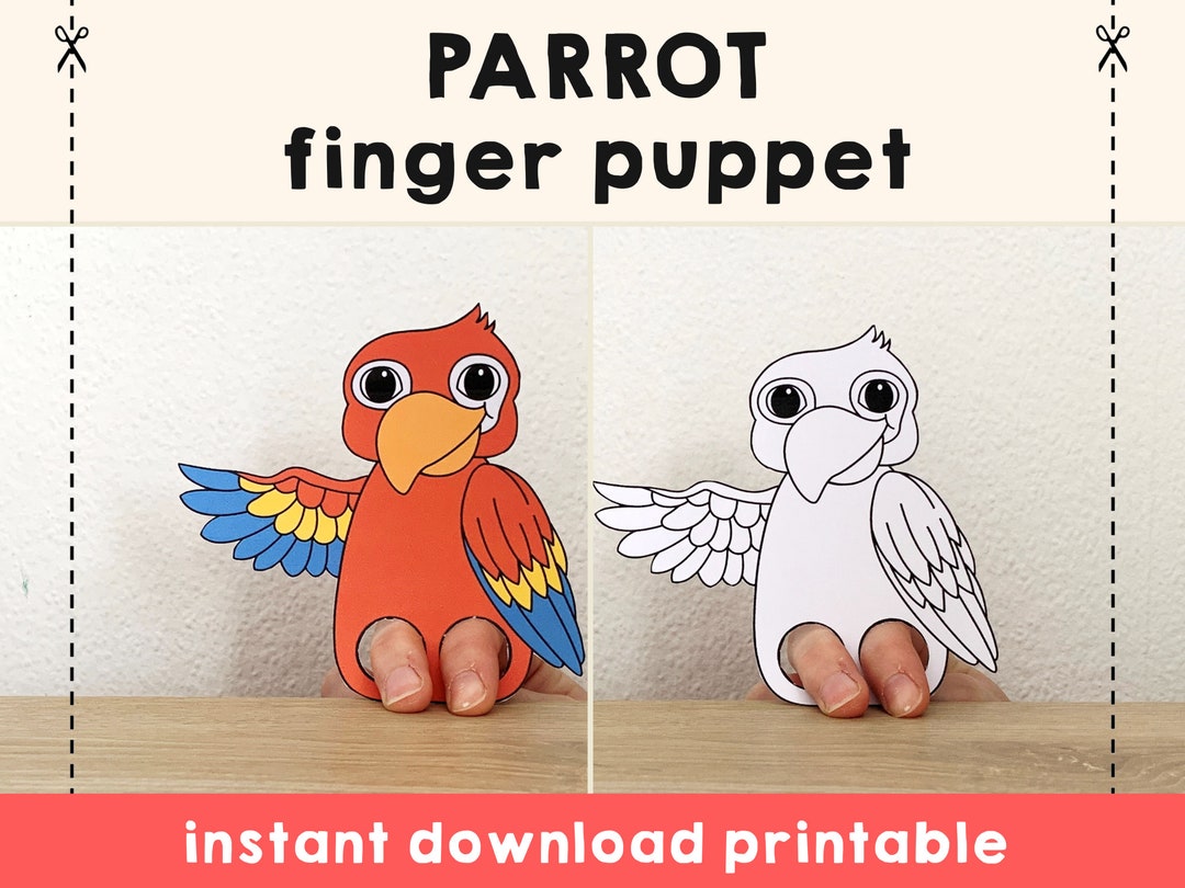 Parrot Paper Craft Printable Pet Animal Finger Puppet Bird Kids Craft ...