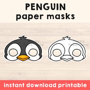 Penguin Mask Paper Craft Costume Diy Polar Animal Mask Template Print ...
